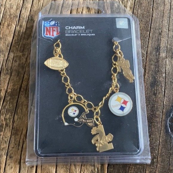 NFL | Jewelry | Pittsburgh Steelers Gold Tone Charm Bracelet Nwt | Poshmark